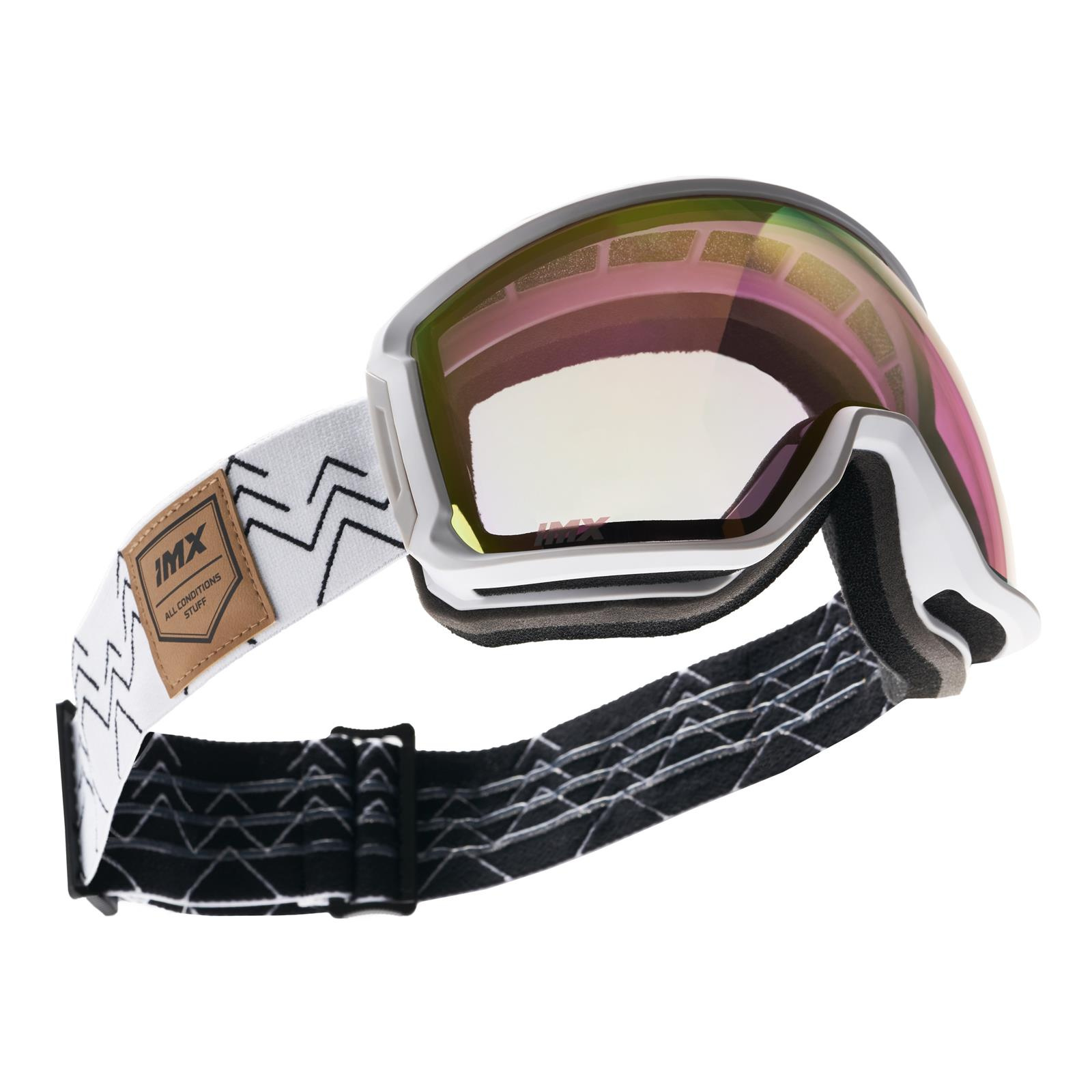 Gogle motocyklowe IMX PEAK WHITE MATT/GRAPHIC WHITE SZYBA PODWÓJNA PINK ...
