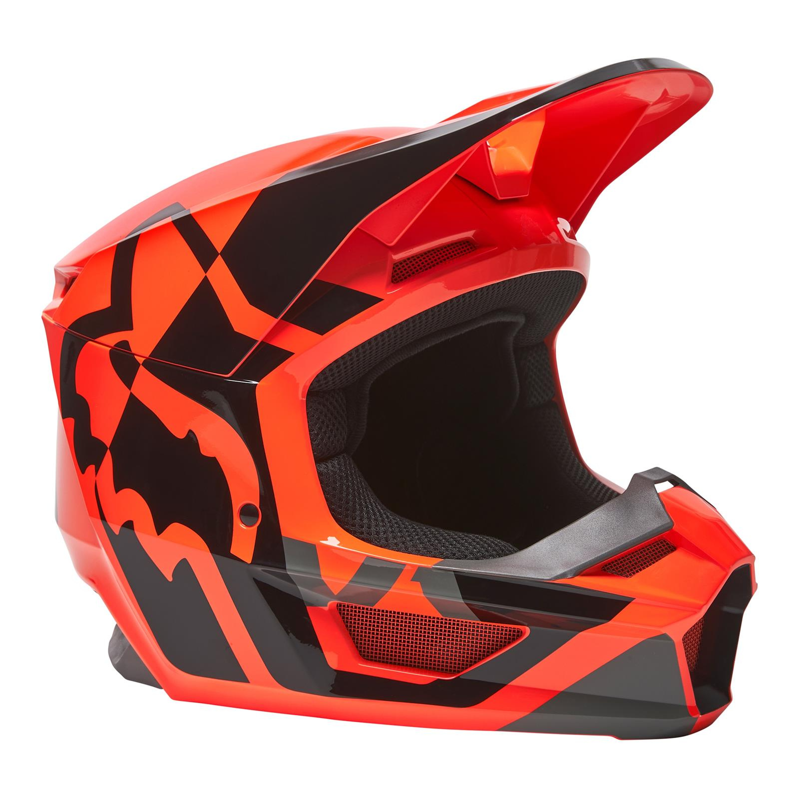 Kask cross FOX V1 LUX FLUORESCENT ORANGE pomarańczowy czarny szary ...
