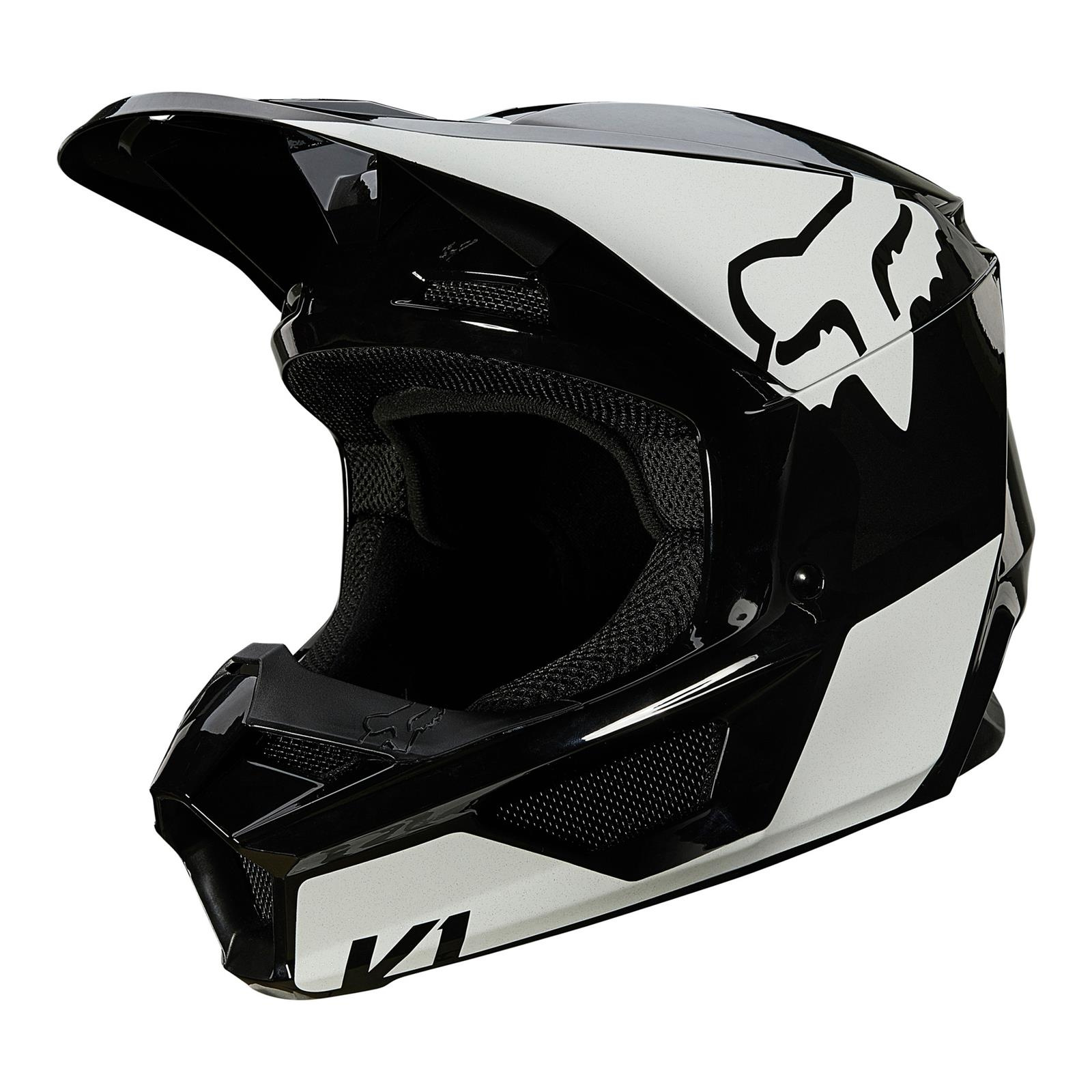 Kask cross FOX V1 REVN BLACK/WHITE czarny biały | RRmoto.pl