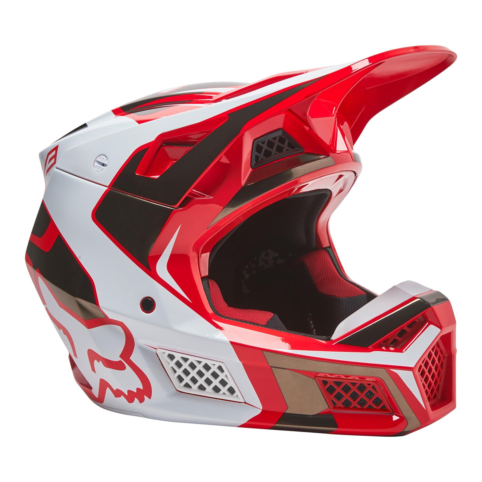 Kask cross FOX V3 RS MIRER FLUORESCENT RED czerwony fluo biały czarny ...