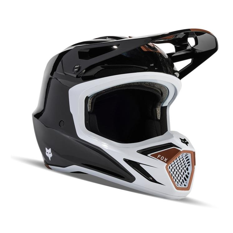 Kask cross FOX V3 RS OPTICAL BLACK czarny biały | RRmoto.pl