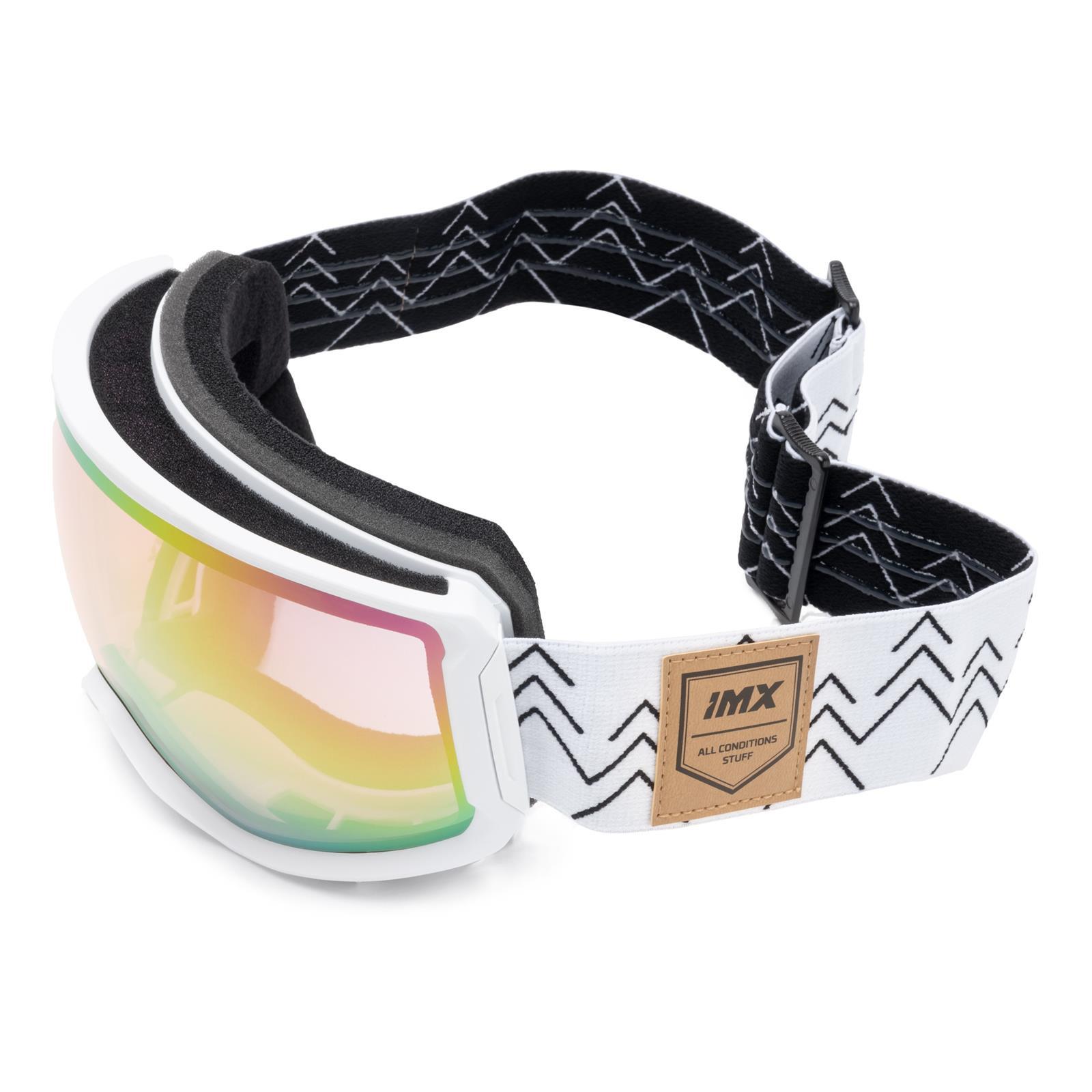 Gogle motocyklowe IMX PEAK WHITE MATT/GRAPHIC WHITE SZYBA PODWÓJNA PINK ...