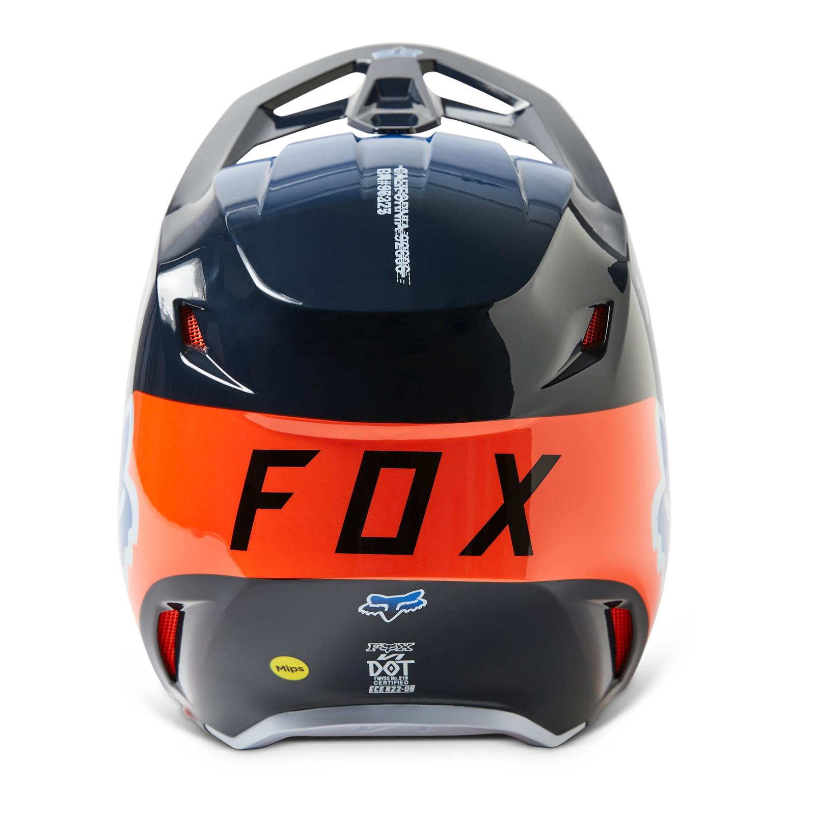 Kask cross FOX V1 TOXSYK MIDNIGHT granatowy niebieski pomarańczowy fluo biały | RRmoto.pl