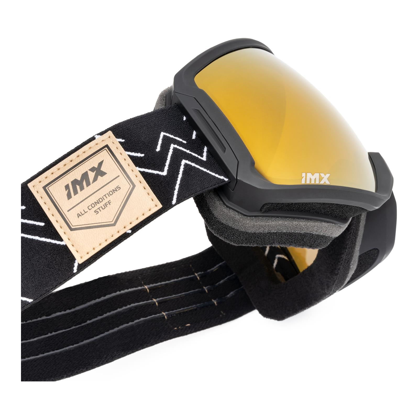 Gogle motocyklowe IMX PEAK BLACK MATT/GRAPHIC BLACK SZYBA PODWÓJNA GOLD ...