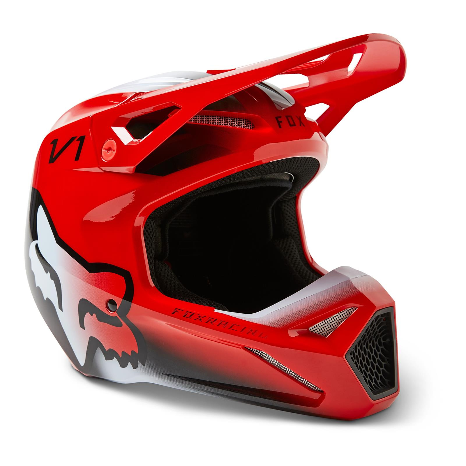 Kask cross FOX V1 TOXSYK FLUO RED czerwony fluo biały | RRmoto.pl