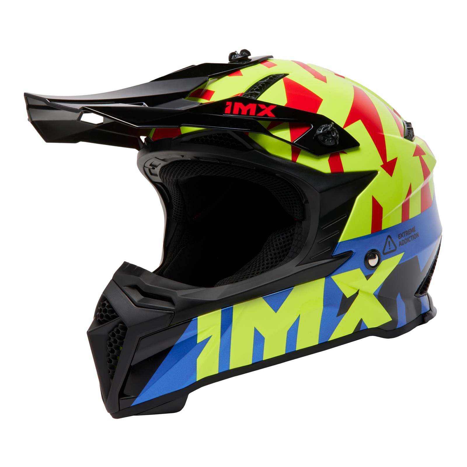 Kask cross IMX FMX-02 GRAPHIC BLACK/FLUO YELLOW/BLUE/FLUO RED żółty ...