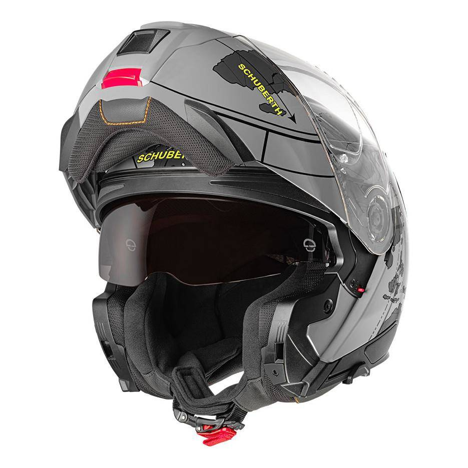 Kask szczękowy SCHUBERTH C5 ECE GLOBE GREY szary czarny żółty fluo ...