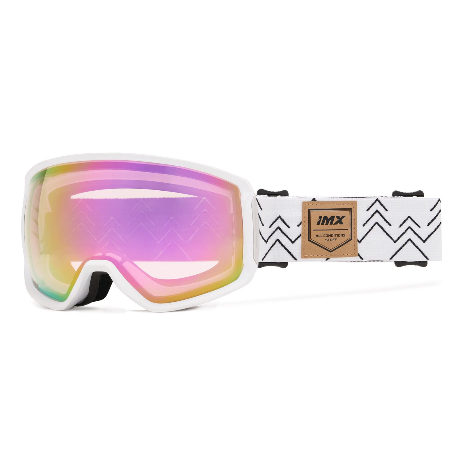 Gogle motocyklowe IMX PEAK WHITE MATT/GRAPHIC WHITE SZYBA PODWÓJNA PINK ...