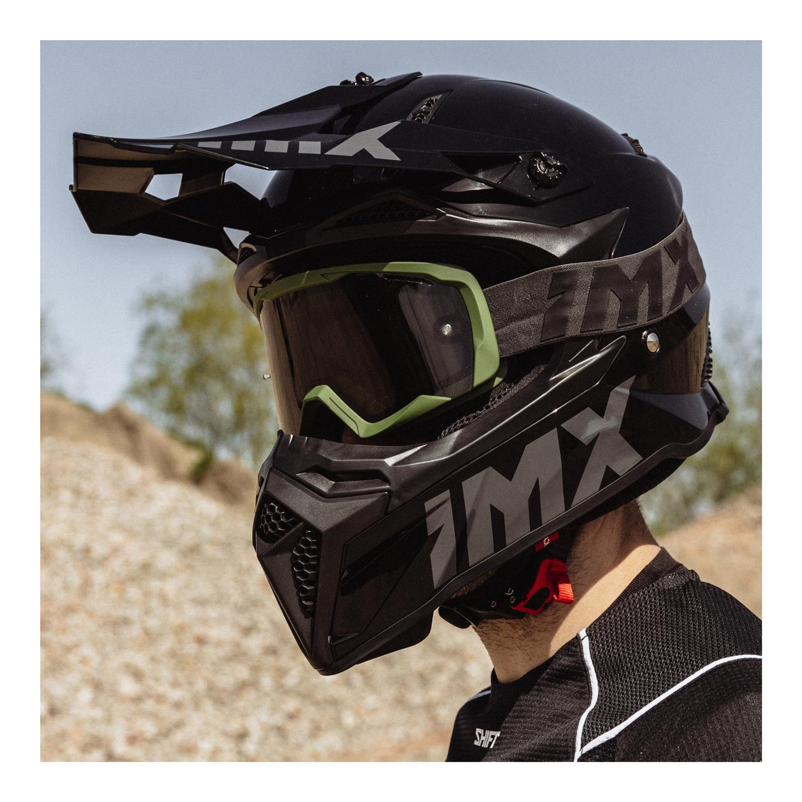 Gogle motocyklowe IMX ENDURANCE FLIP GREEN MATT/BLACK SZYBA DARK SMOKE ...