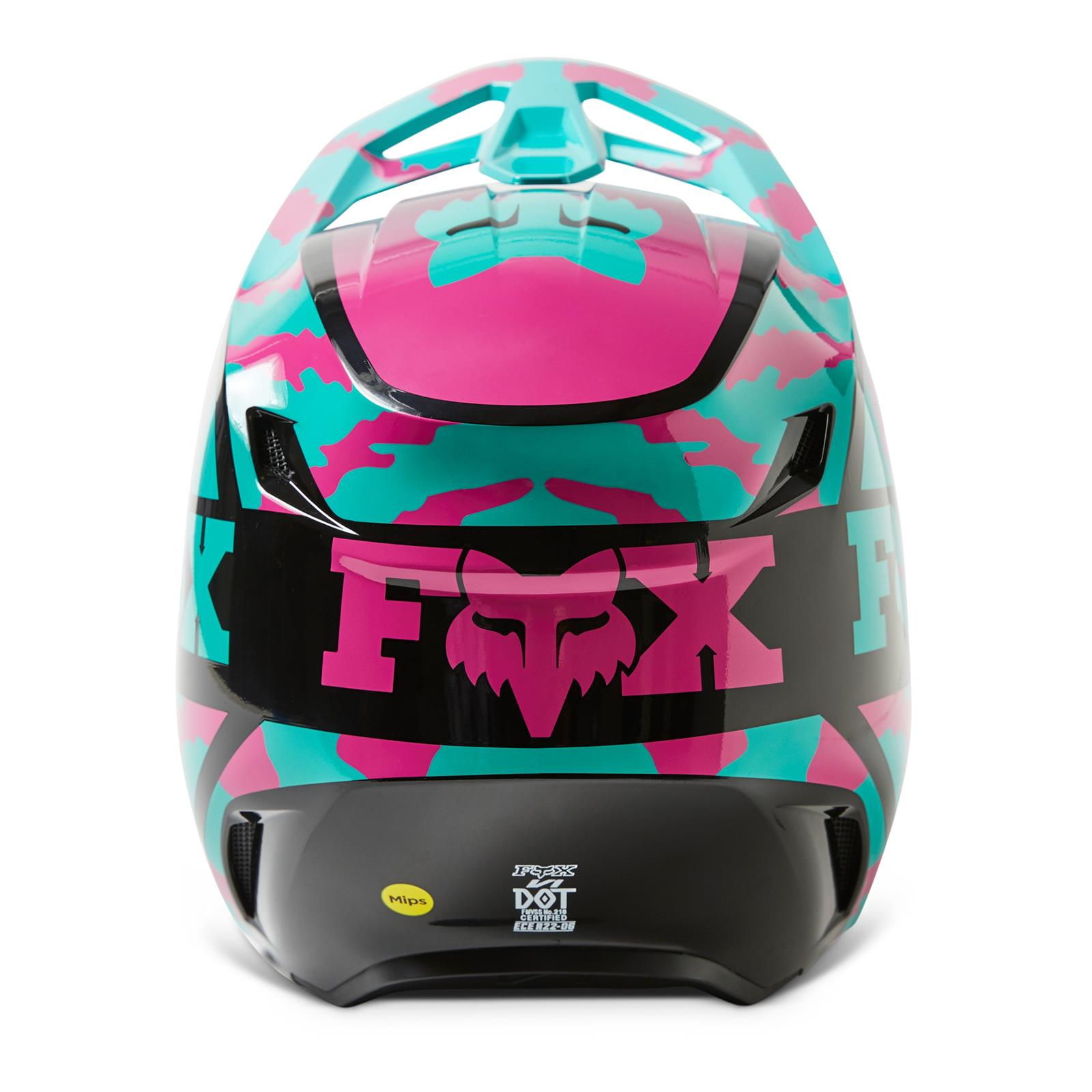 Kask cross FOX V1 NUKLR TEAL niebieski różowy | RRmoto.pl