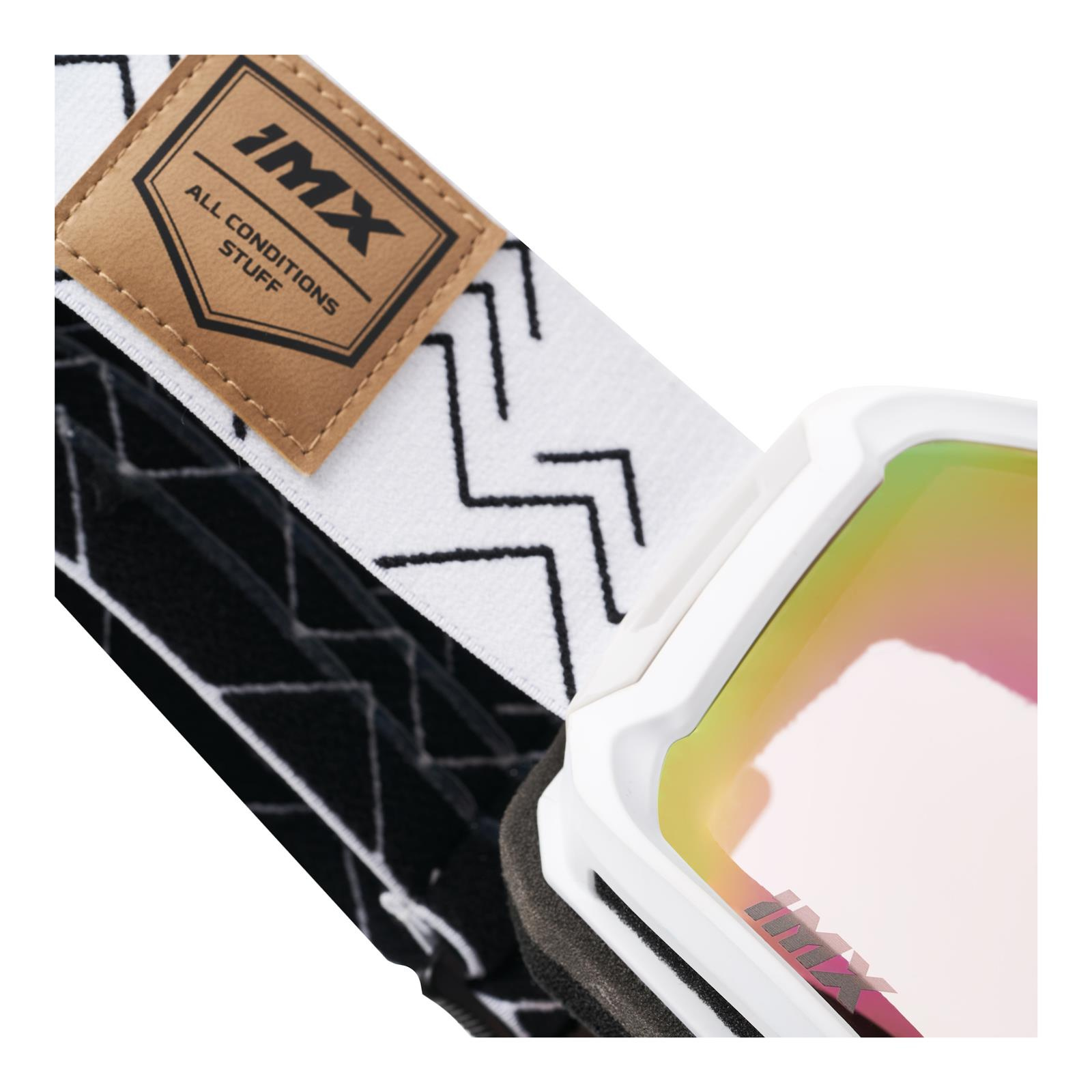 Gogle motocyklowe IMX PEAK WHITE MATT/GRAPHIC WHITE SZYBA PODWÓJNA PINK ...