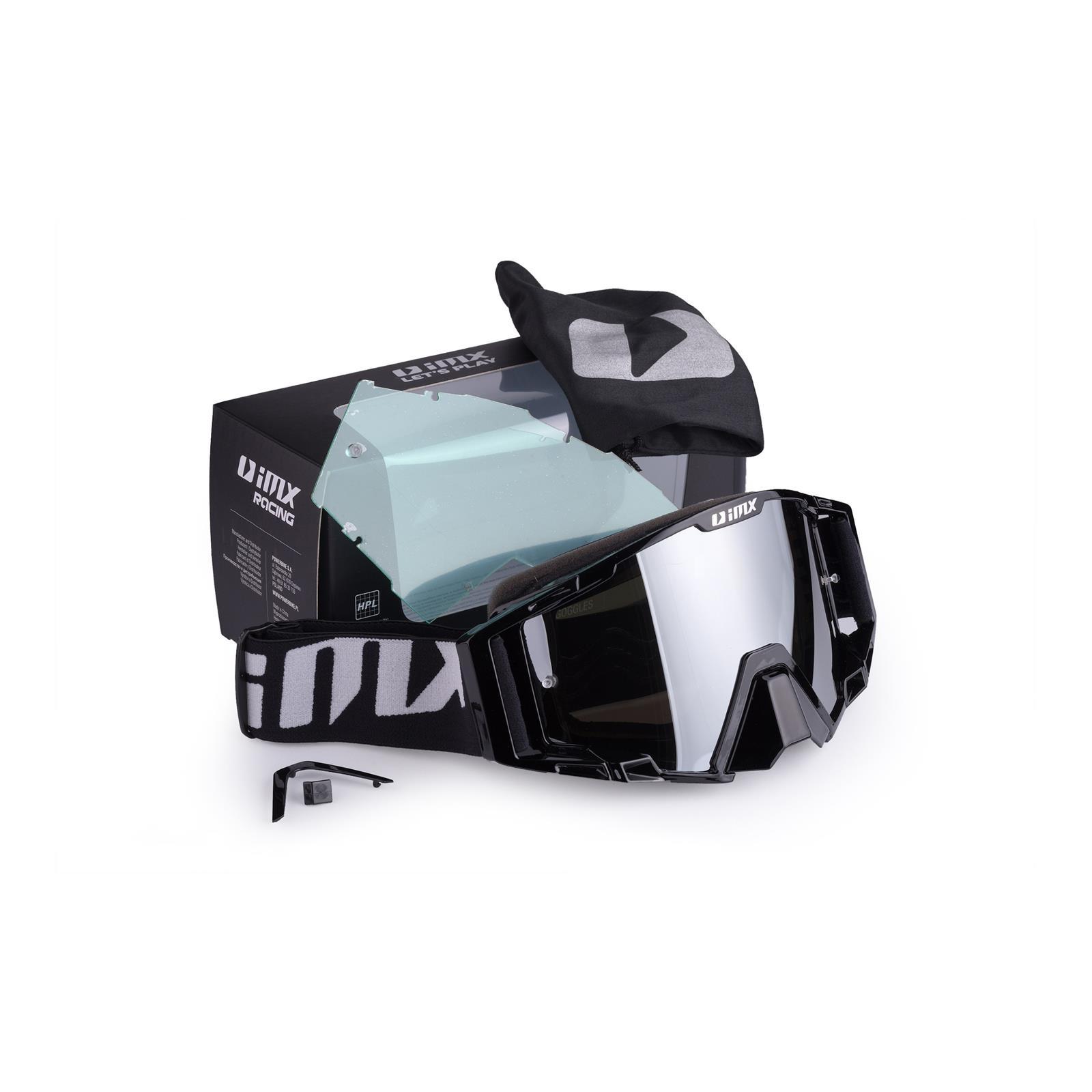 Gogle motocyklowe IMX SAND BLACK SZYBA SILVER IRIDIUM + CLEAR czarny ...