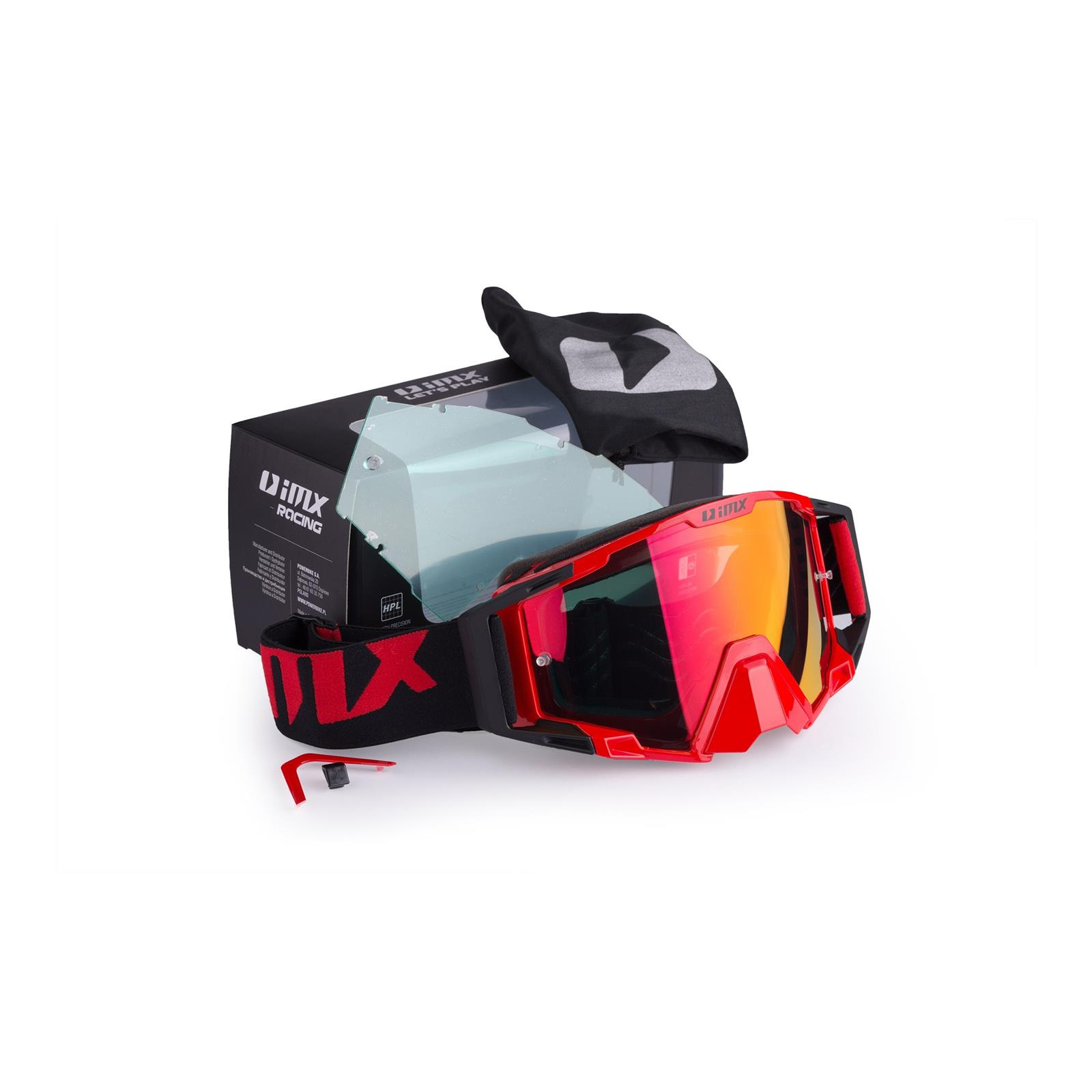 Gogle motocyklowe IMX SAND RED/BLACK MATT SZYBA RED IRIDIUM + CLEAR ...