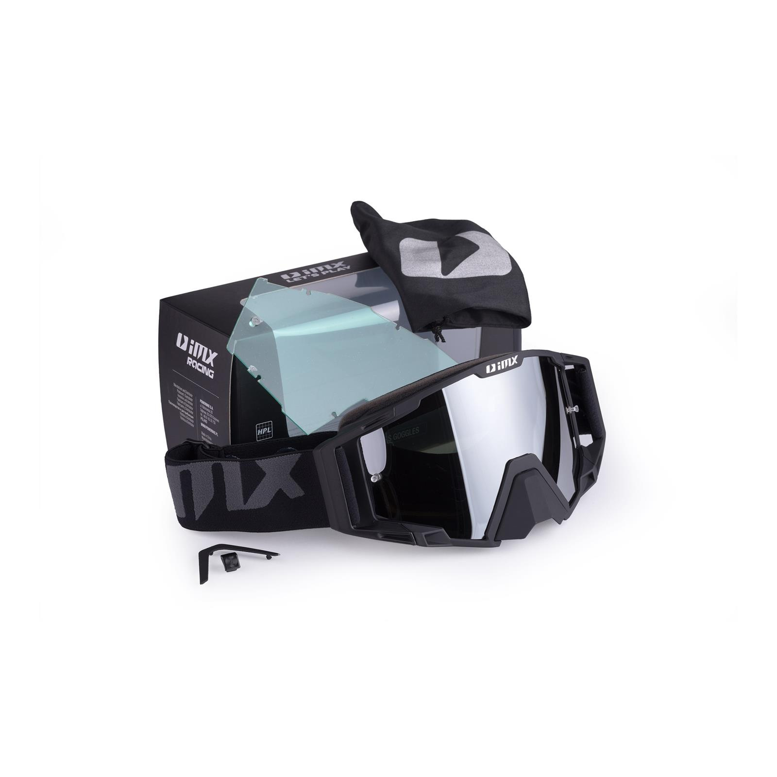 Gogle motocyklowe IMX SAND BLACK MATT SZYBA SILVER IRIDIUM + CLEAR ...