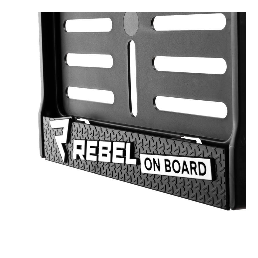 Ramka tablicy rejestracyjnej REBELHORN REBEL ON BOARD BLACK czarny ...