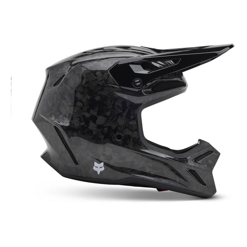Kask cross FOX V3 RS CARBON SOLID BLACK czarny | RRmoto.pl