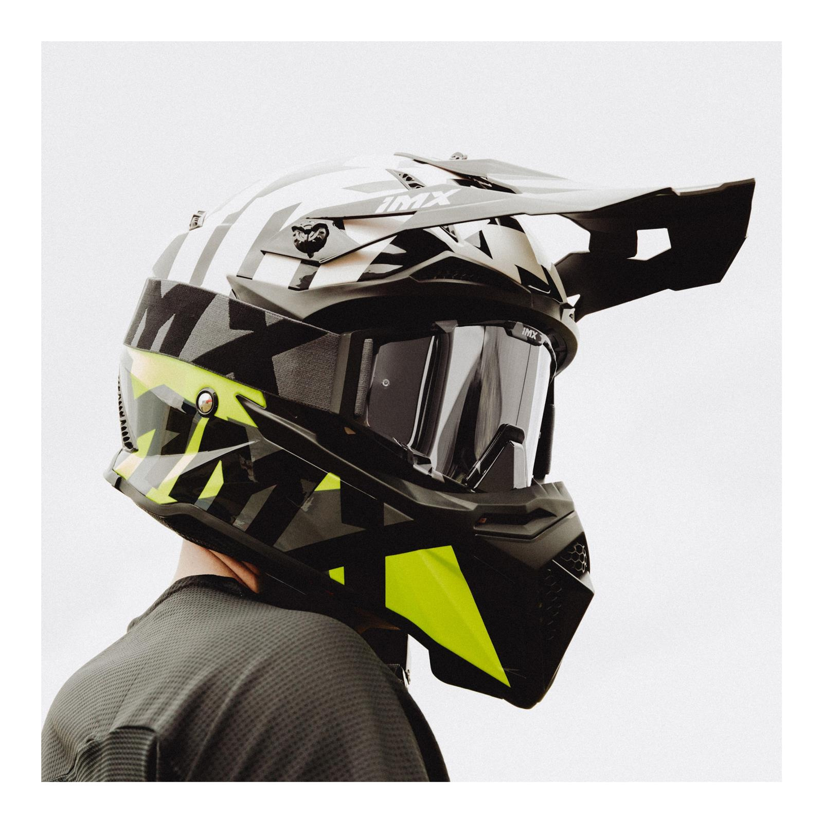 Kask cross IMX FMX-02 GRAPHIC BLACK/WHITE/FLO YELLOW/GREY czarny biały ...
