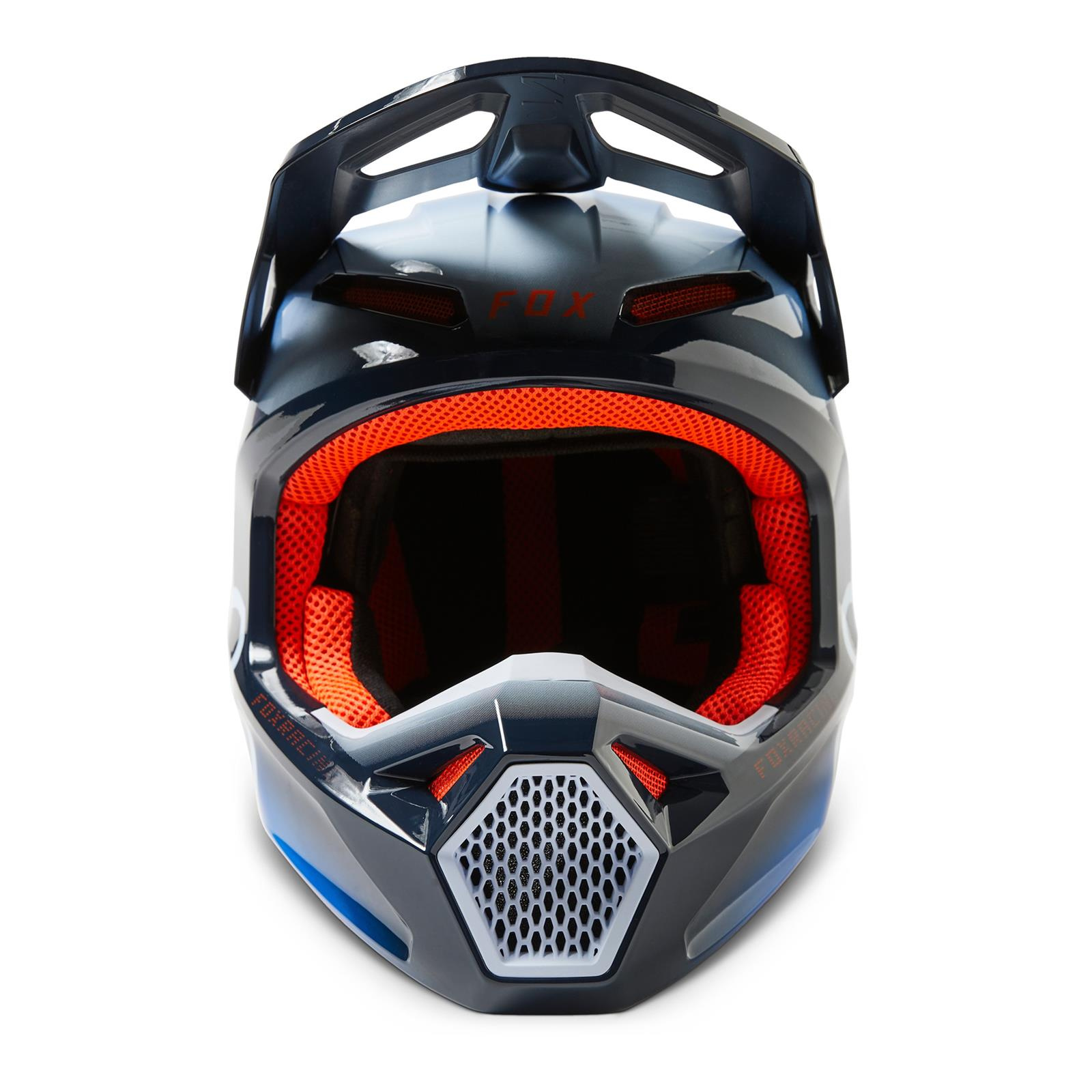 Kask cross FOX V1 TOXSYK MIDNIGHT granatowy niebieski pomarańczowy fluo ...