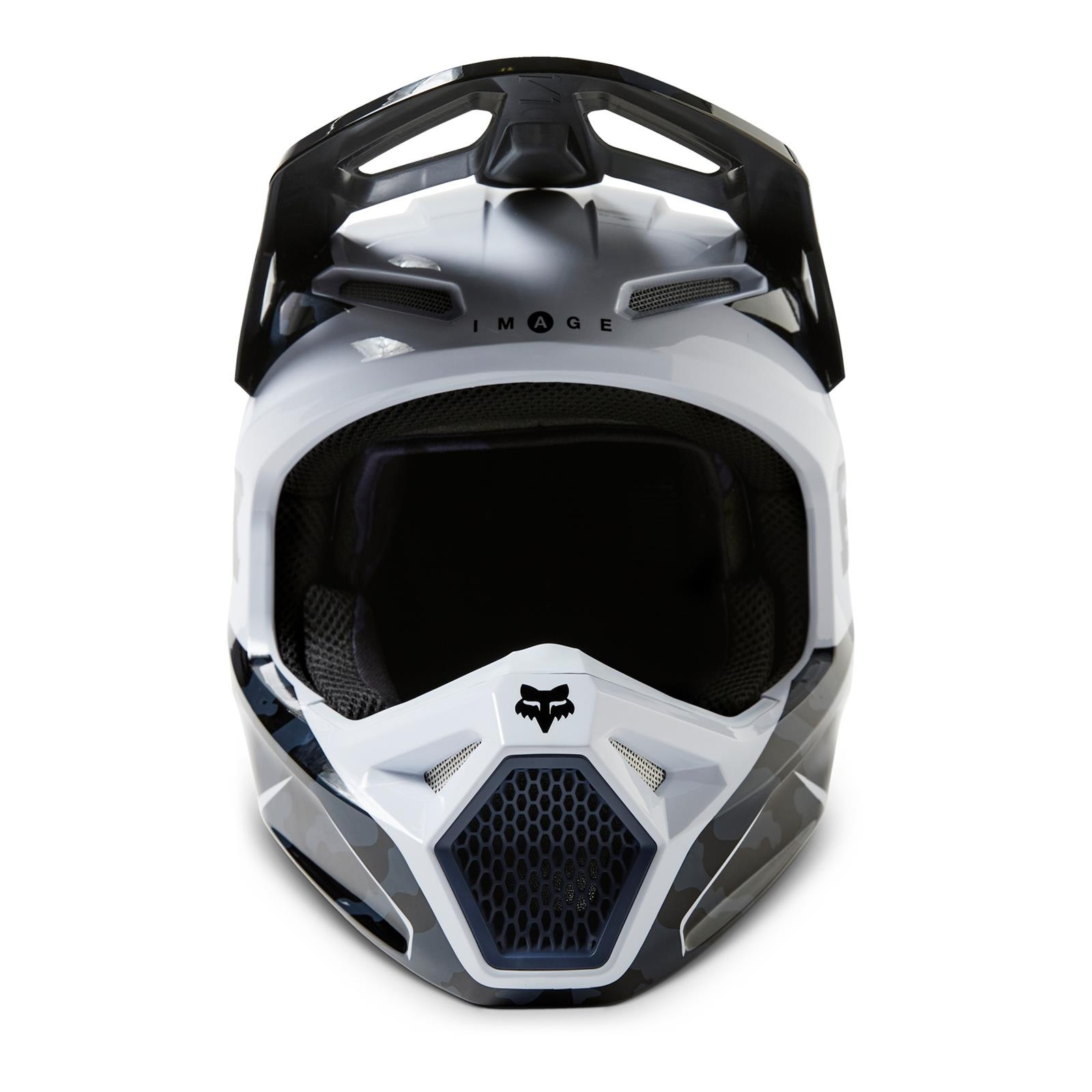 Kask cross FOX V1 NUKLR BLACK biały czarny niebieski | RRmoto.pl