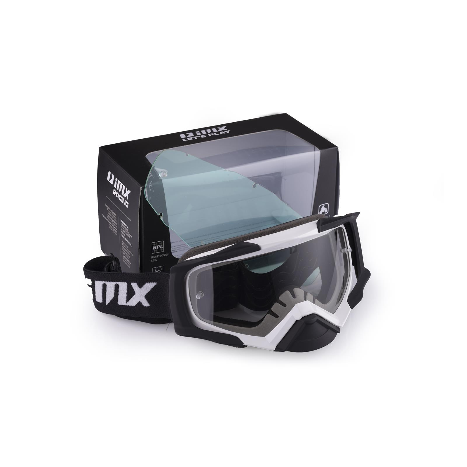 Gogle motocyklowe IMX DUST WHITE/BLACK MATT SZYBA DARK SMOKE + CLEAR ...