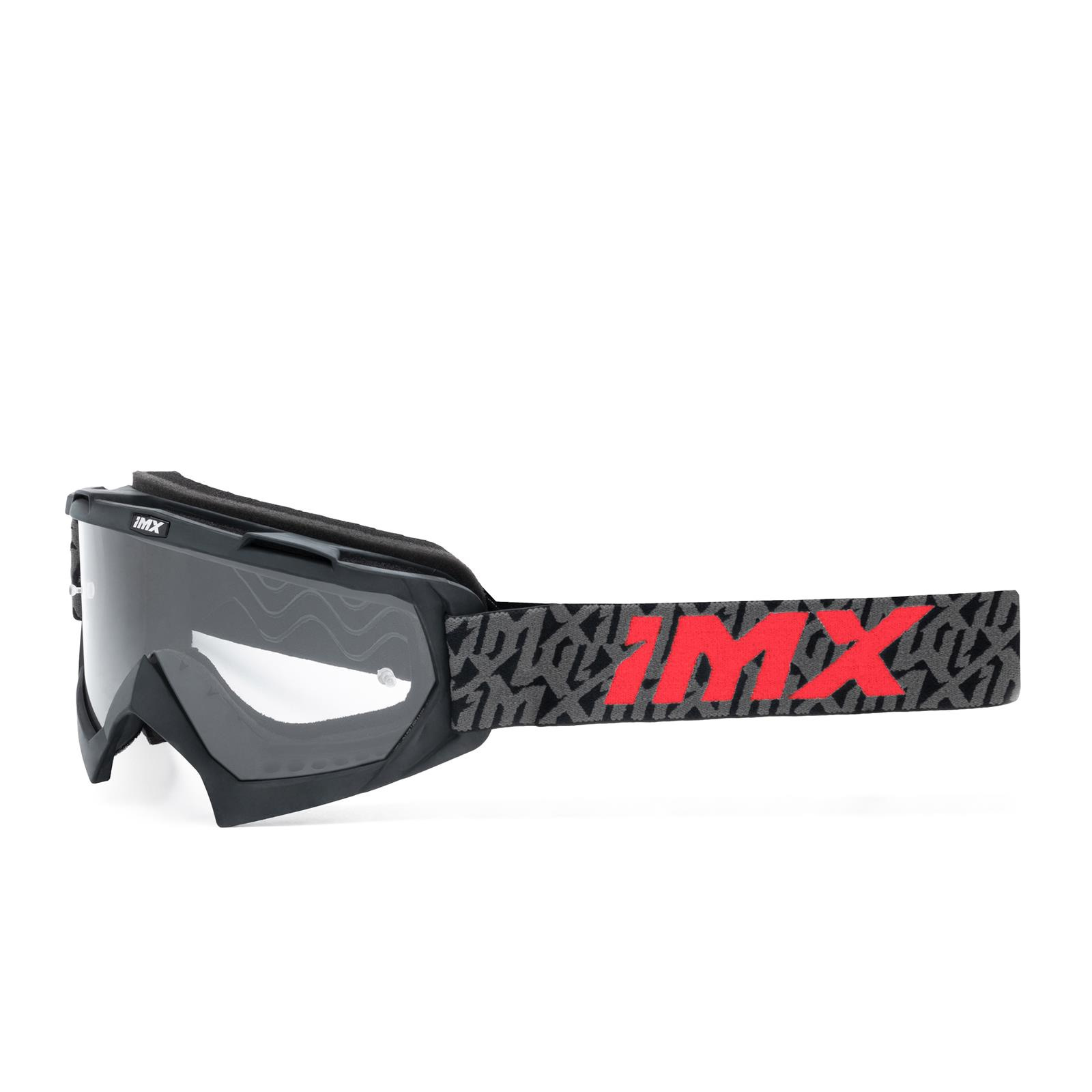 Gogle motocyklowe IMX MUD BLACK MATT/GREY/RED SZYBA CLEAR czarny szary ...