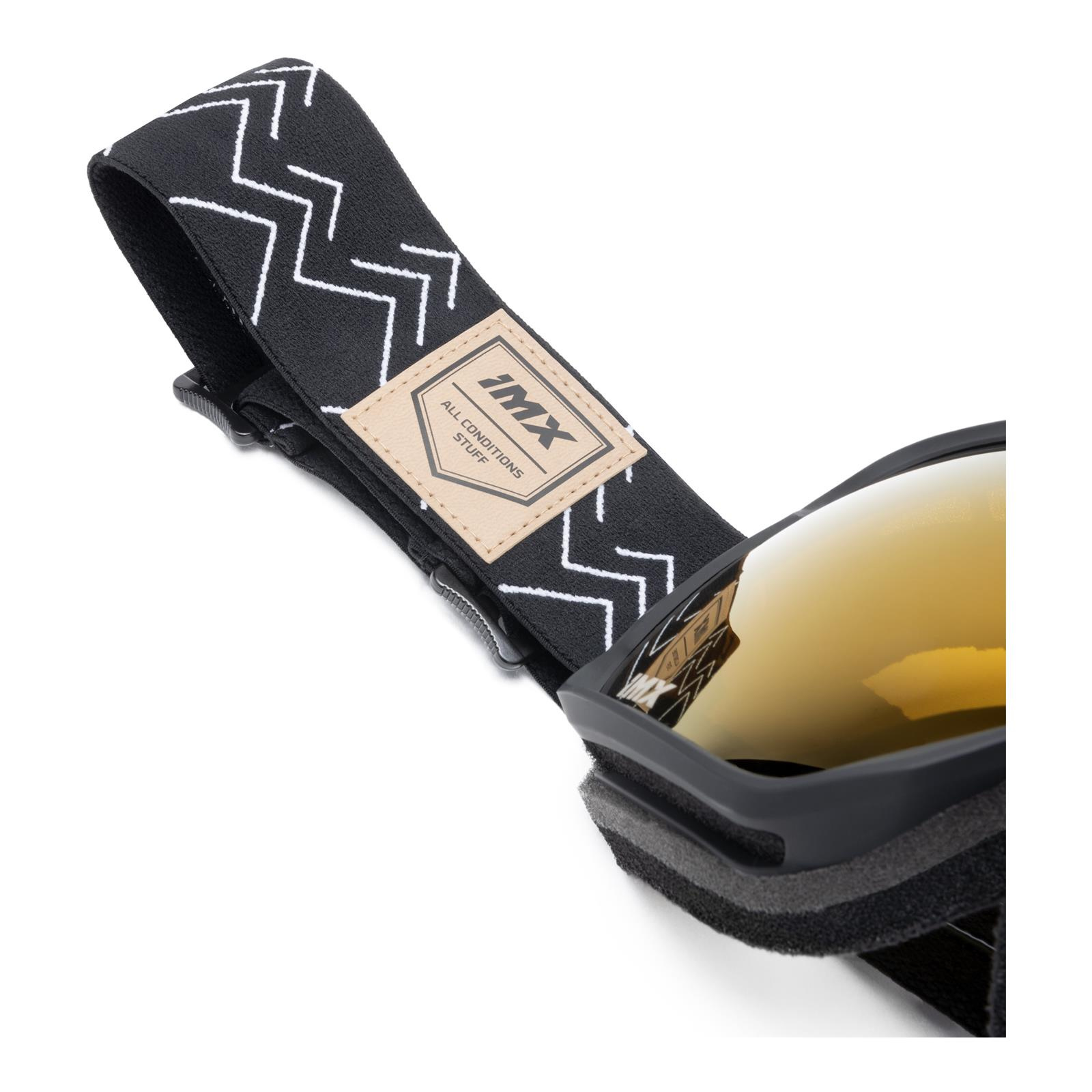 Gogle motocyklowe IMX PEAK BLACK MATT/GRAPHIC BLACK SZYBA PODWÓJNA GOLD ...