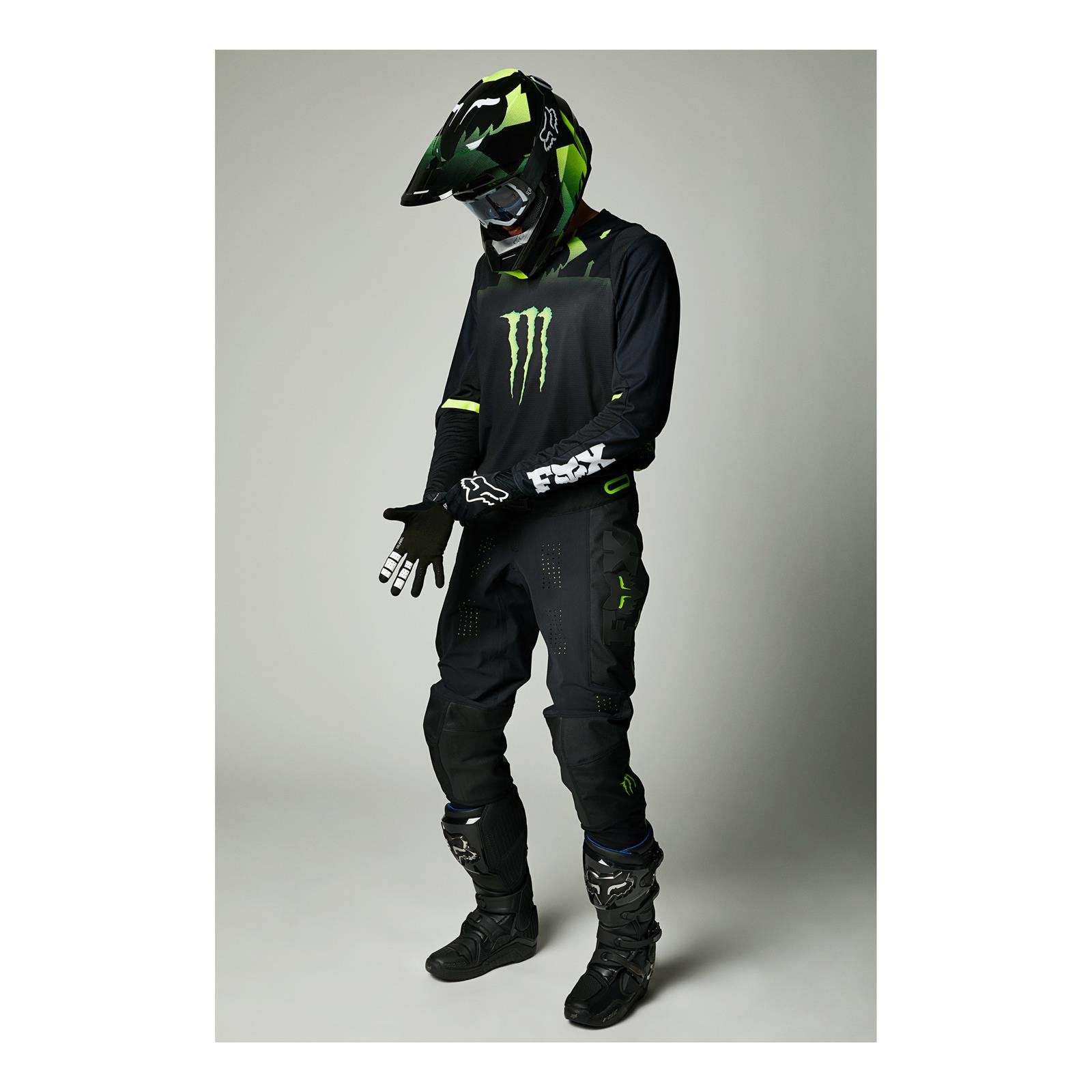 Spodnie cross FOX 360 MONSTER BLACK czarny zielony fluo biały | RRmoto.pl